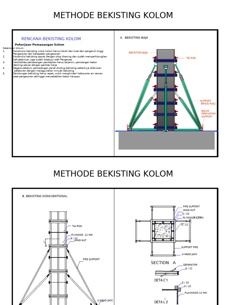 Metode Bekisting Kolom Konvensional | PDF