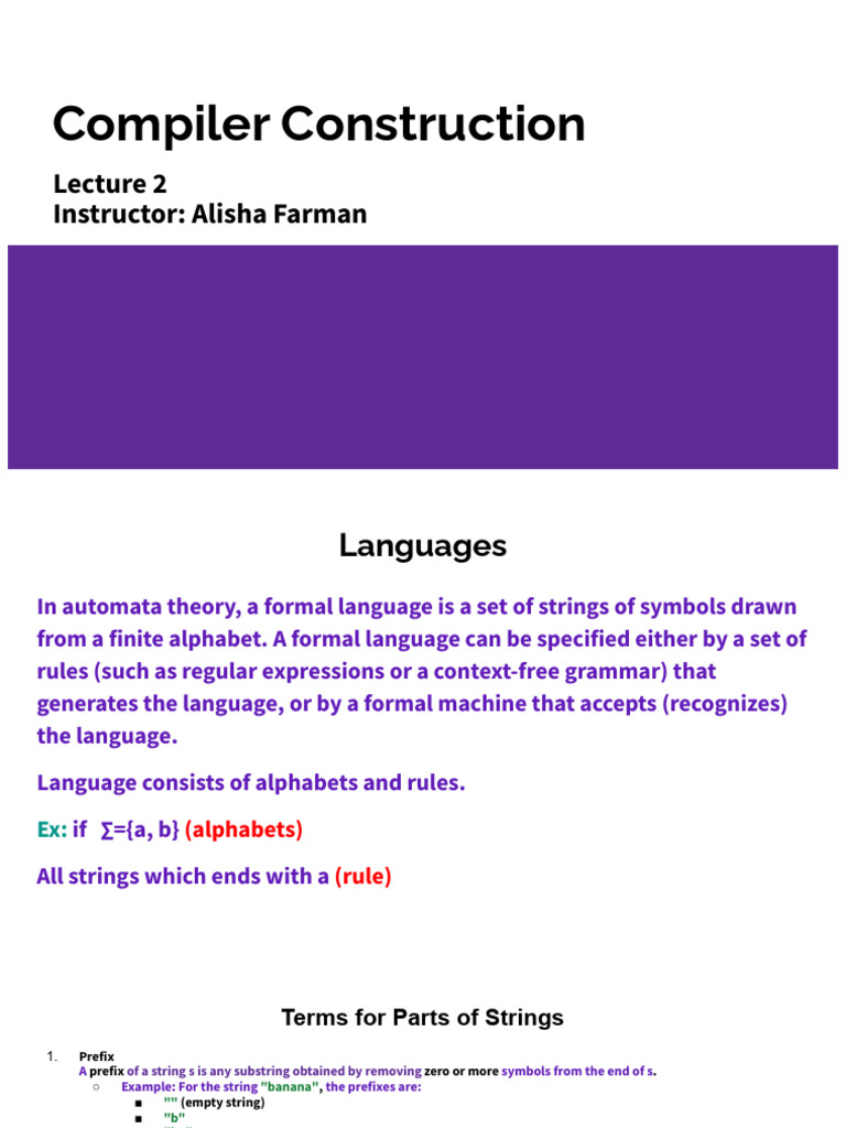 Compiler Construction Lec 2 (1) | PDF | Parsing | Syntax