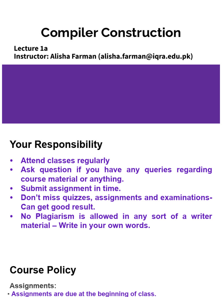 Compiler Construction Lec 1a | PDF | Parsing | Compiler