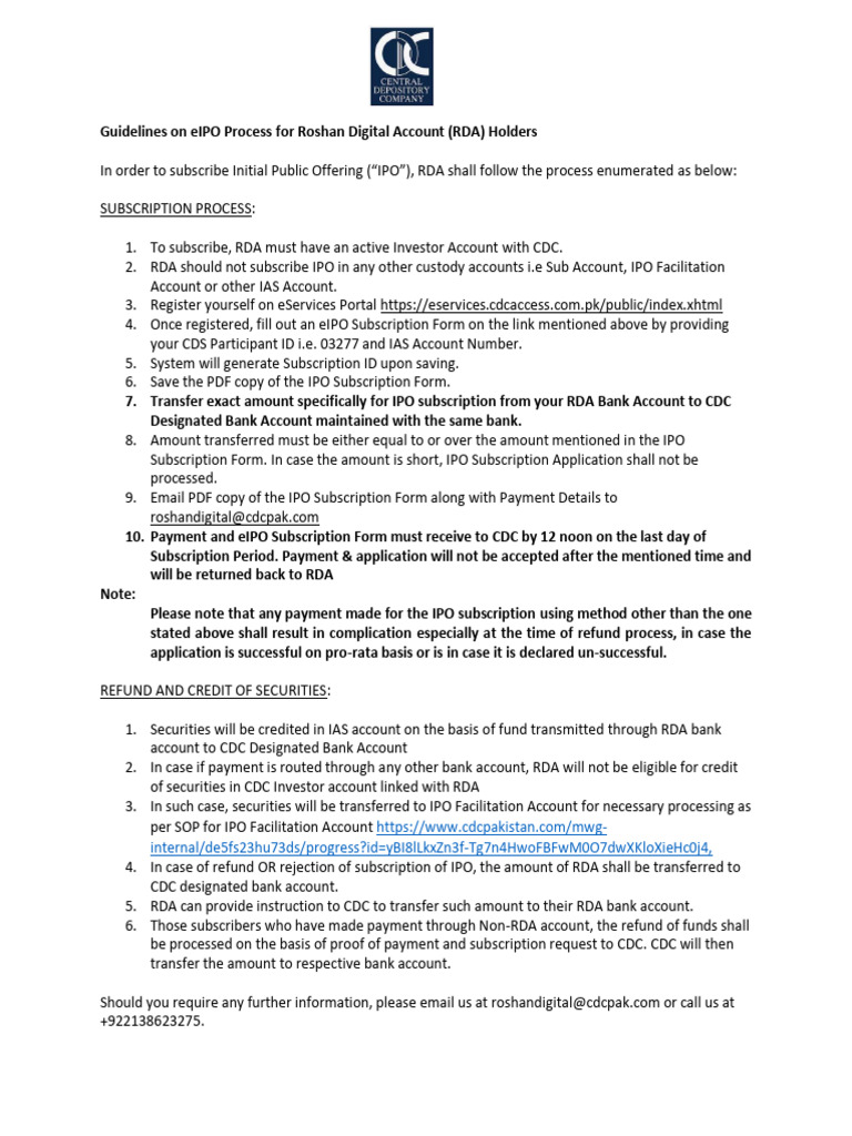 eIPO Guidelines For RDAs | PDF | Securities (Finance) | Private Sector