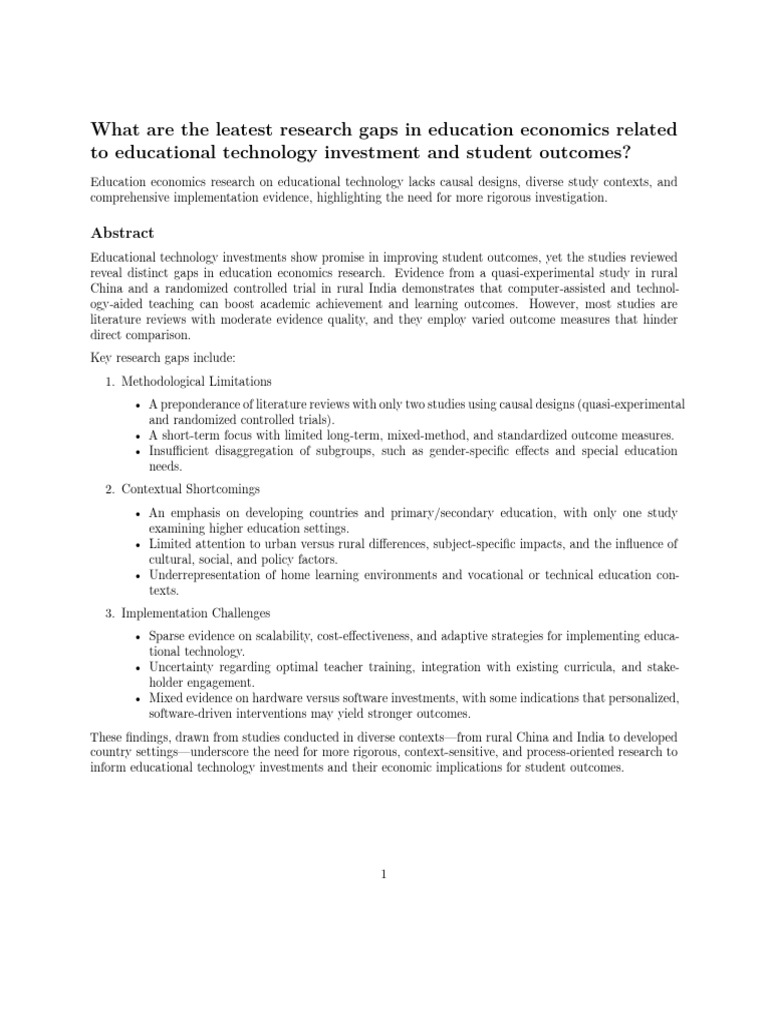 Elicit - Investment Impact - EdTech and Student Outcomes - Report | PDF | Educational Technology ...