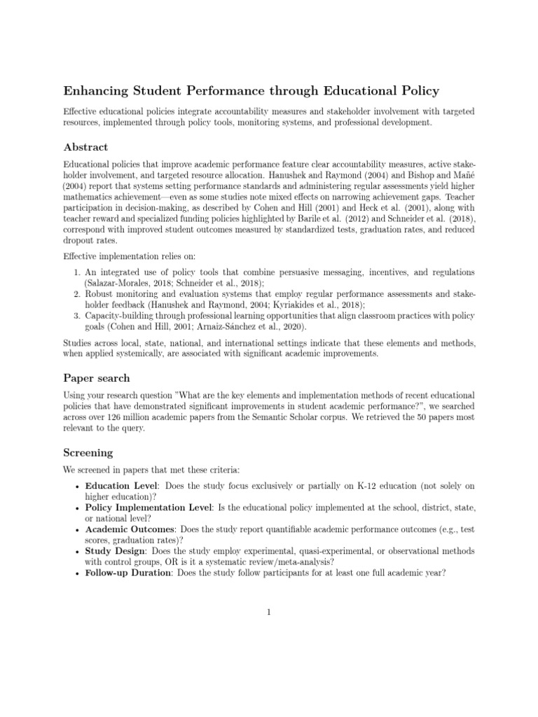 Elicit - Enhancing Student Performance Through Educational - Report | PDF | Policy | Statistics