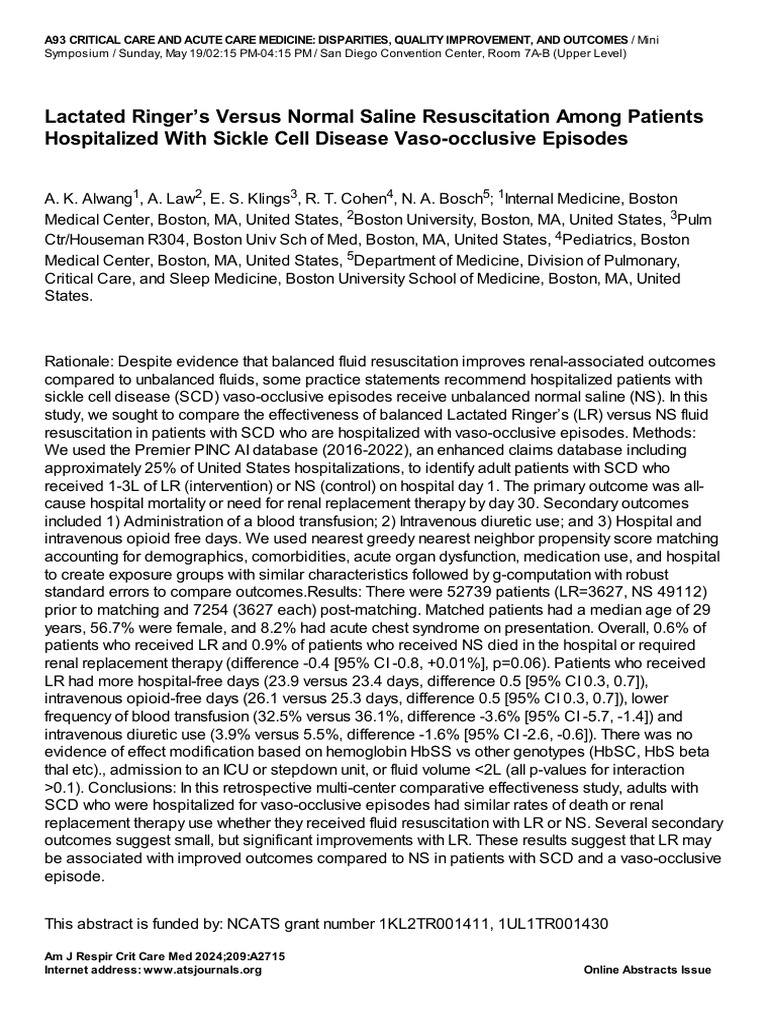 Law Et Al 2024 Lactated Ringer S Versus Normal Saline Resuscitation ...