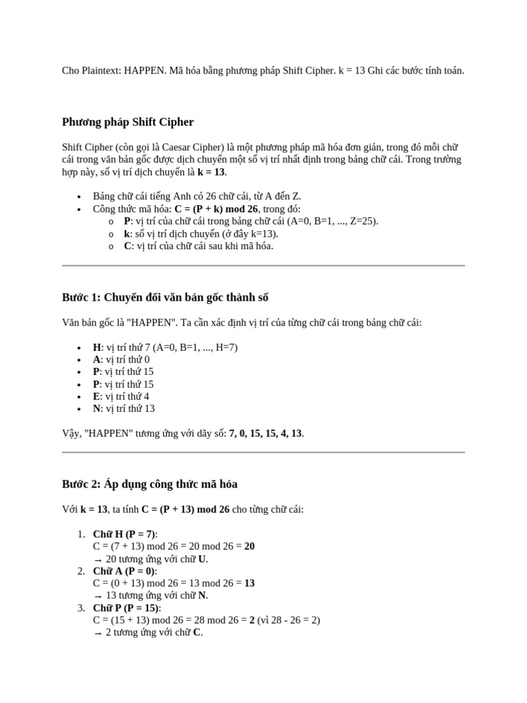 Phương Pháp Shift Cipher | PDF