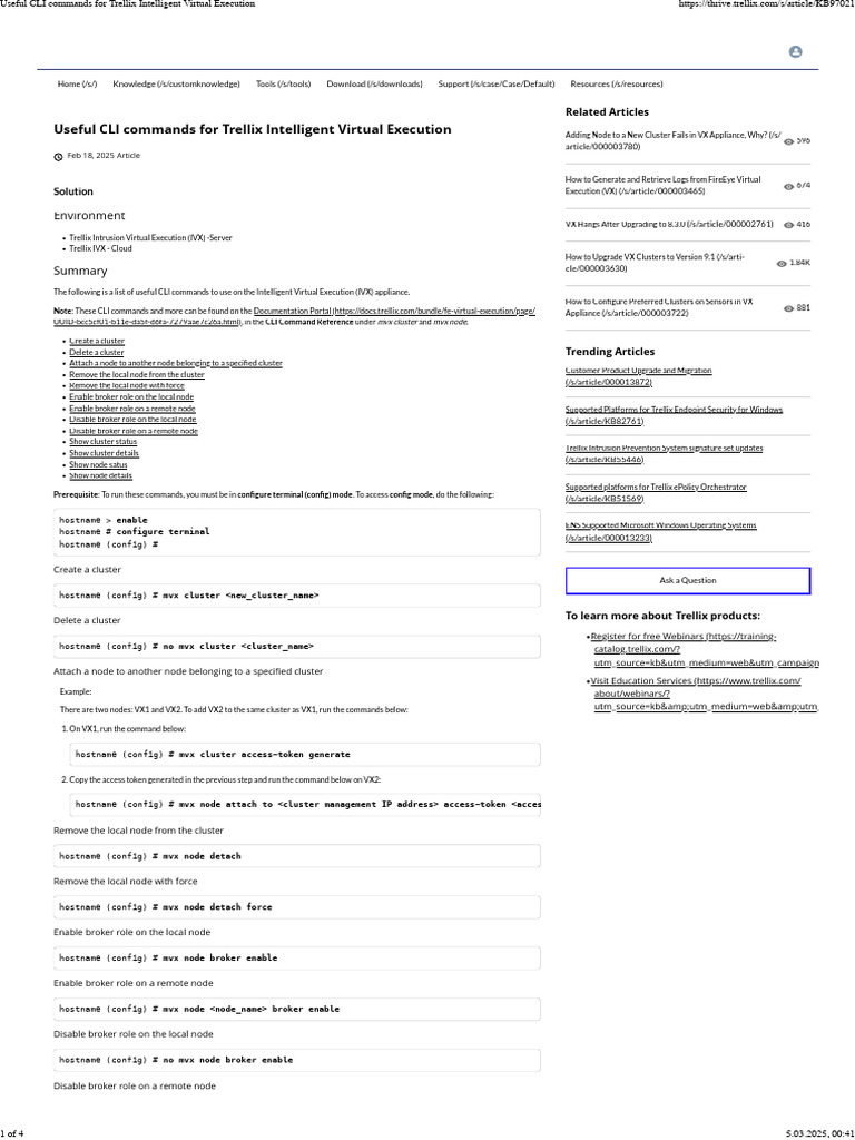 IVX - Useful CLI Commands For Trellix Intelligent Virtual Execution | PDF | Command Line ...