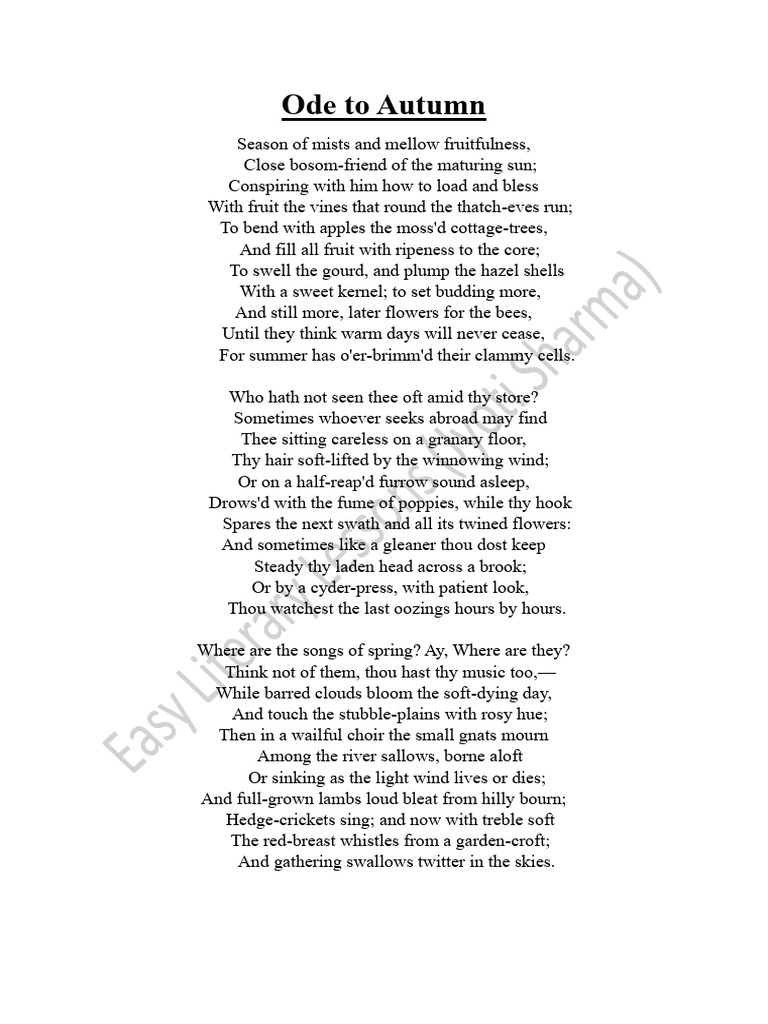 Ode To Autumn | PDF