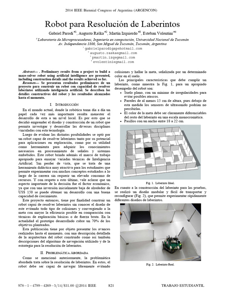 Robot para Resolucin de Laberintos | PDF | Sensor | Unidad Central de ...