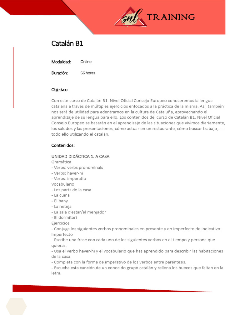 Curso Online de Catalán B1 Gratis | PDF | Pronombre | Mecánica del lenguaje