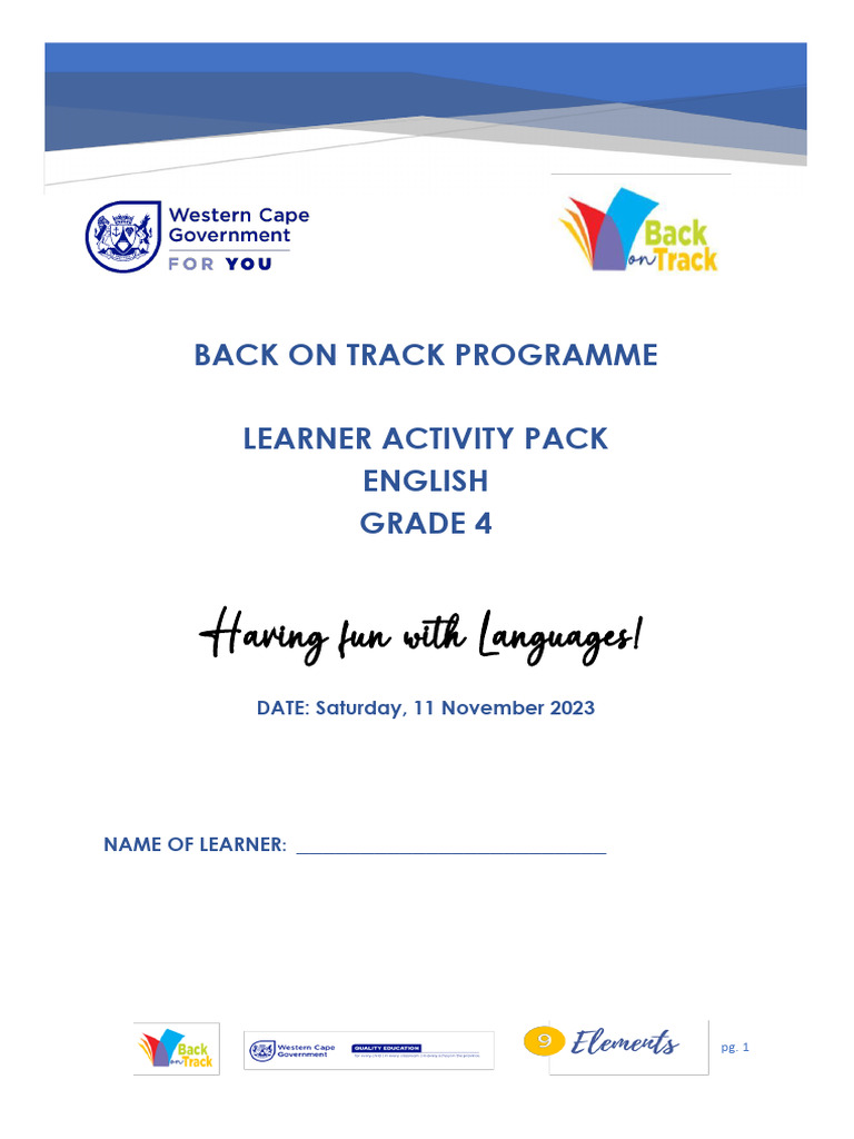 #BOT - LEARNER PACK - ENG GR4 - SATURDAY PROGRAMME - 11nov2023 | PDF | Collage | Learning
