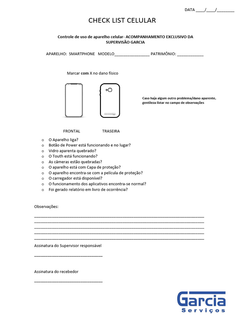 Check List Celular Regional | PDF