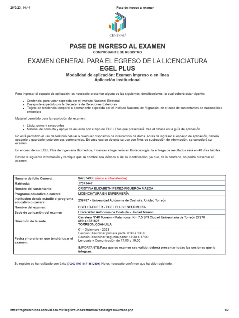 Pase de ingreso al examen cris | PDF | Privacidad en internet