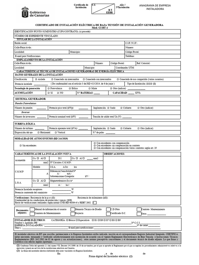 Modelo Ci BT 4 Eerr (Energías Renovables) | PDF | Fotovoltaica | Energía eólica