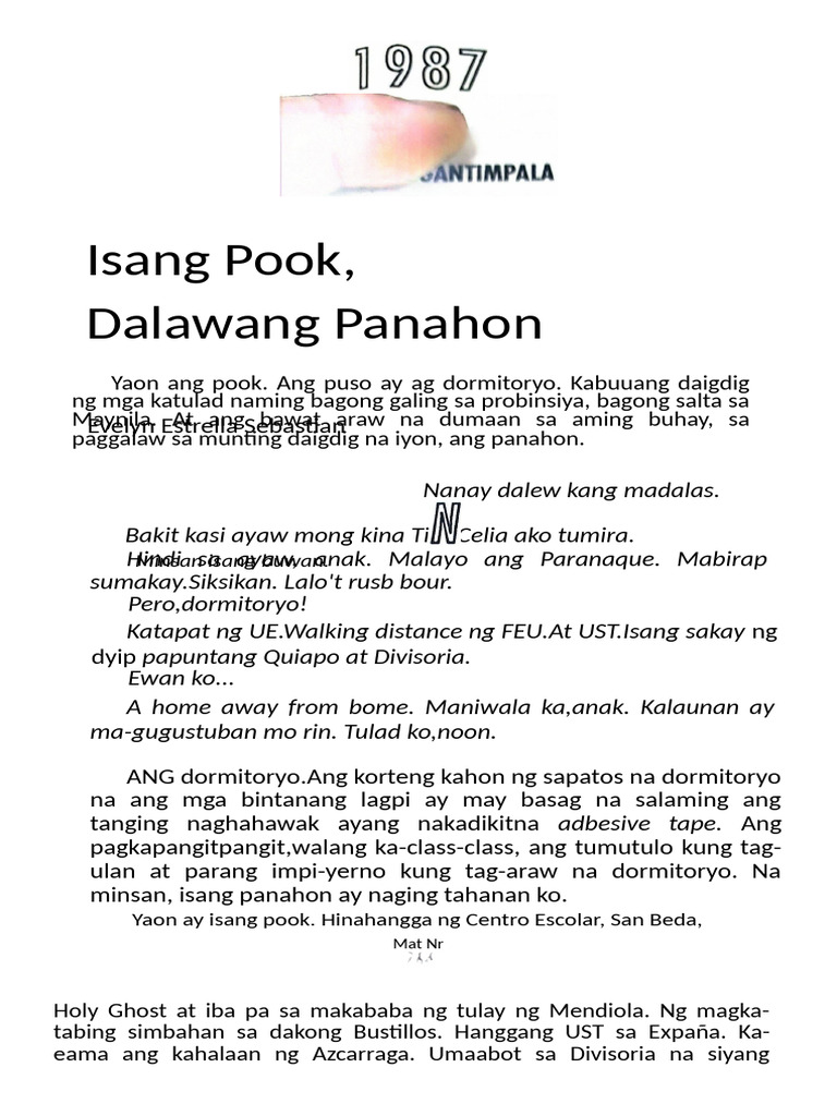 Isang Pook Dalawang Panahon | PDF