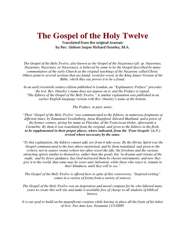 The Gospel of the Holy Twelve | Gabriel | Jesus