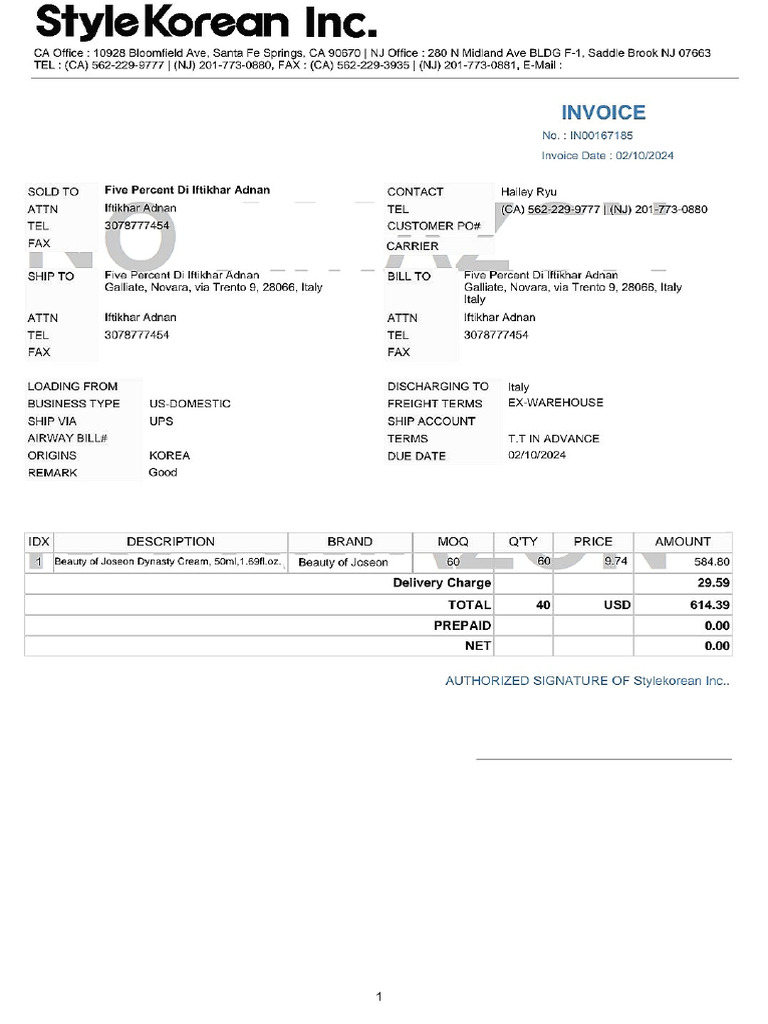 Style Korean INVOICE PDF | PDF