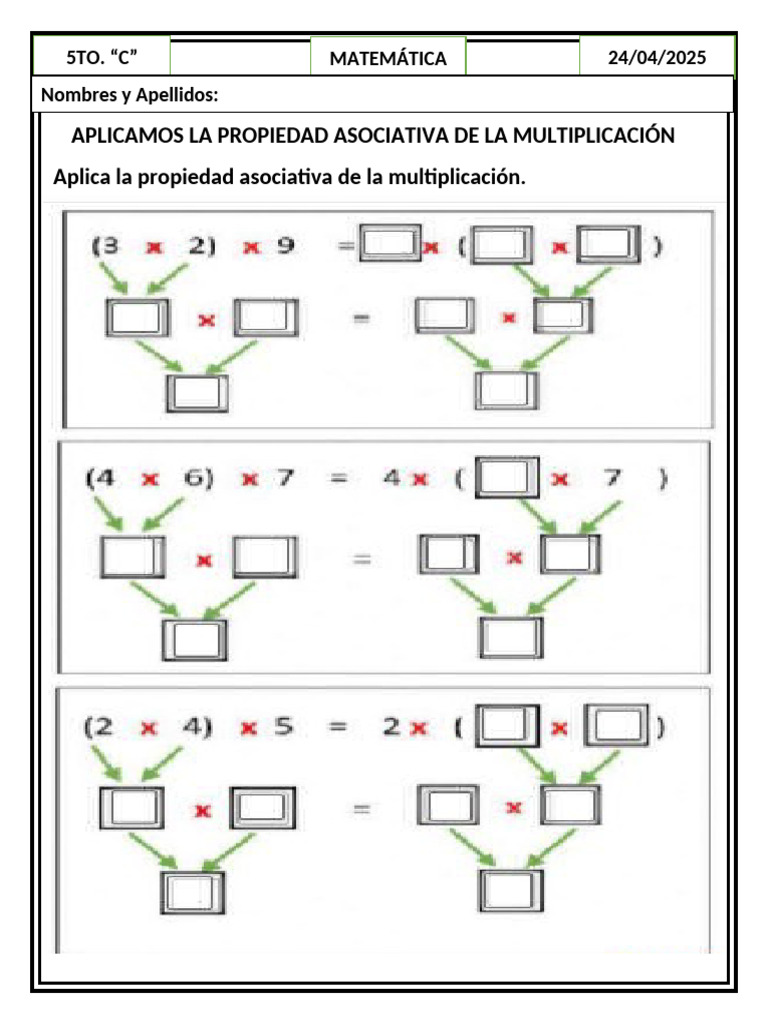 Ficha Mat-Aplicamos La Propiedad Asociativa de La Multiplicación | PDF