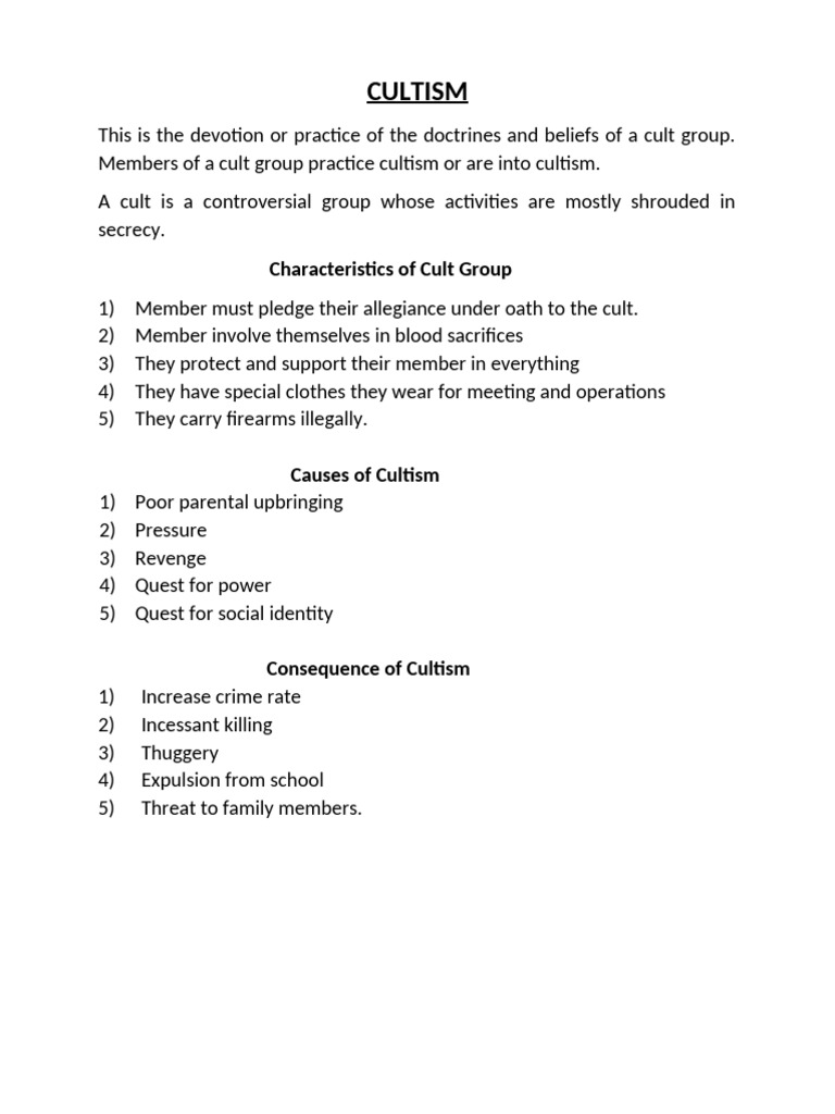 CULTISM Y9 | PDF