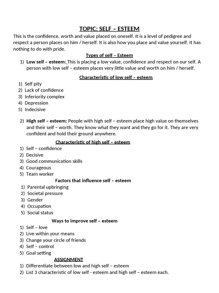 self esteem | PDF