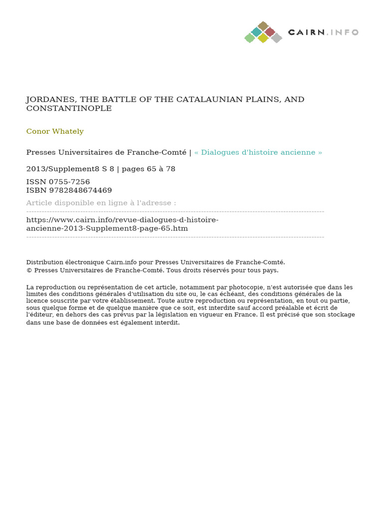 Whately, Conor. Jordanes, The Battle of The Catalaunian Fields and ...
