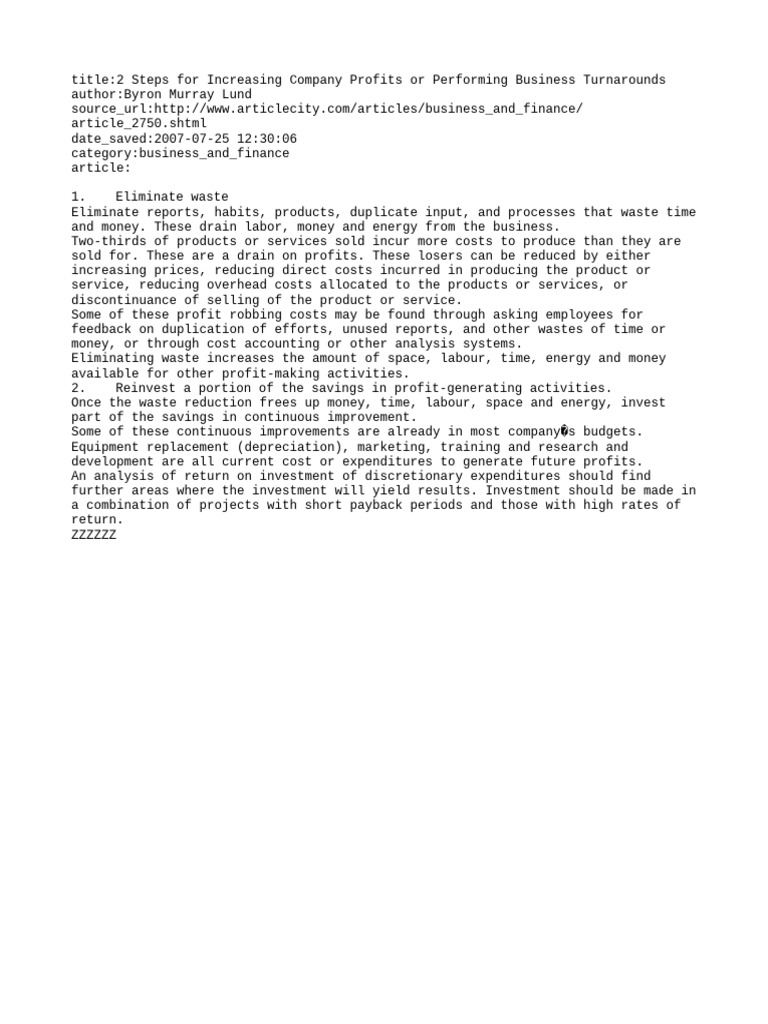 2 Steps For Increasing Company Profits or Performing Business ...