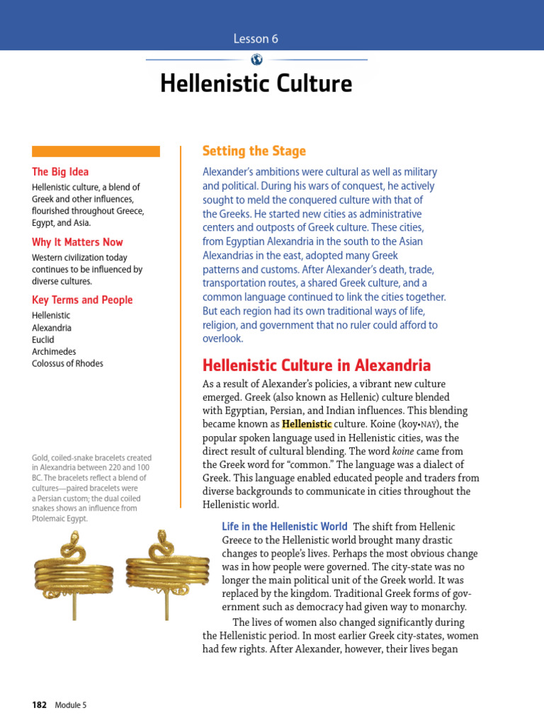 Hellenistic Culture: A Cultural Blend | PDF | Hellenistic Period ...