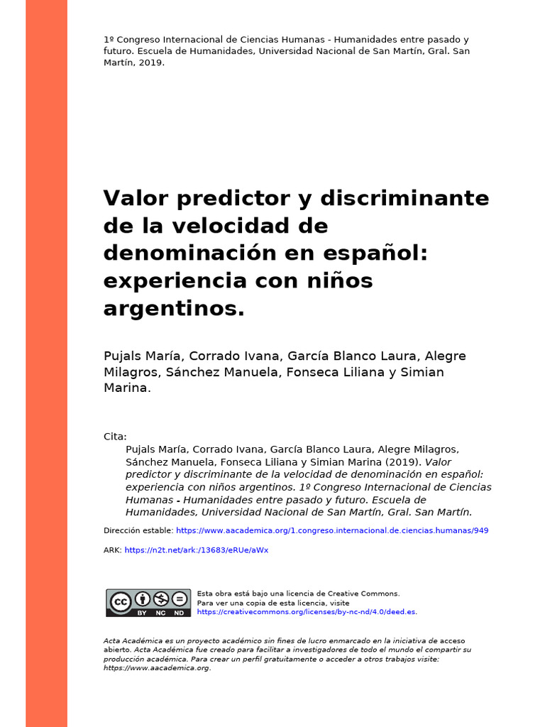 Pujals María, Corrado Ivana, Garcí (... ) (2019) - Valor Predictor y ...