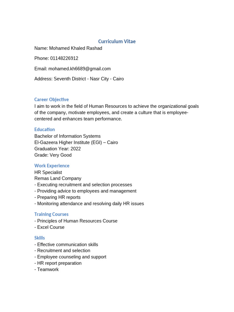 CV Mohamed Khaled Rashad en | PDF