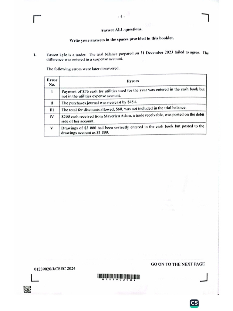 CSEC POA P2 2024 Jan | PDF