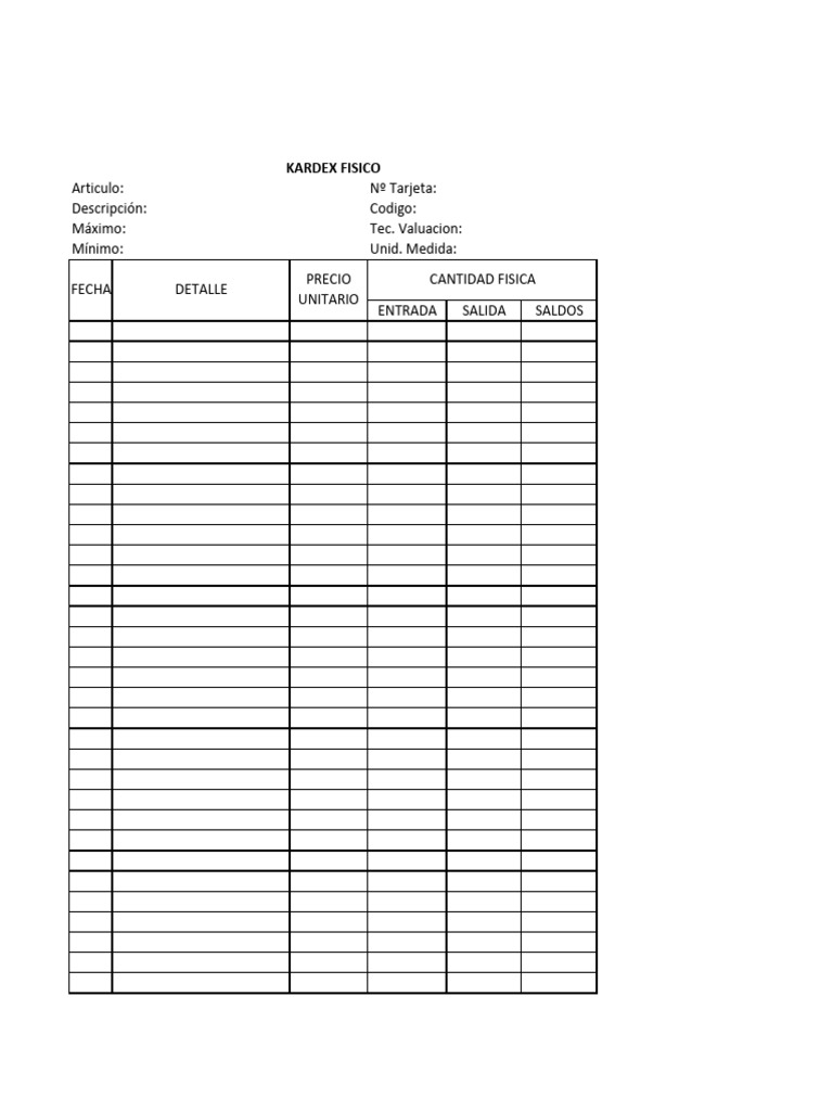 Kardex Físico y Valorado | PDF