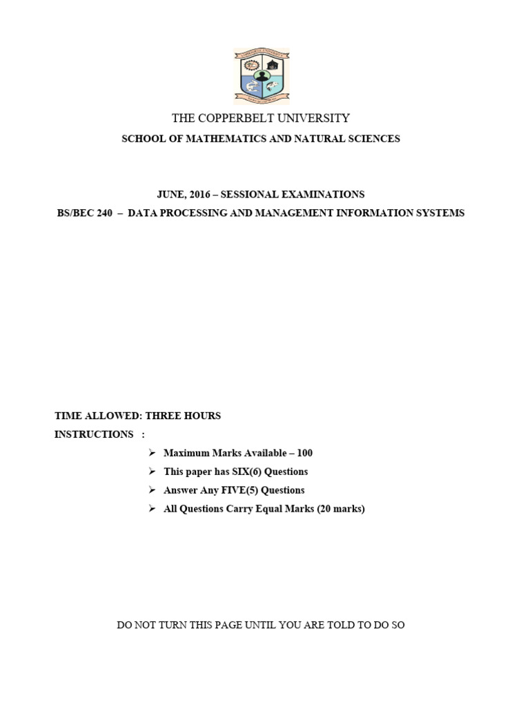 bs240 Jun Sessional Exams 2016 | PDF | Command Line Interface ...