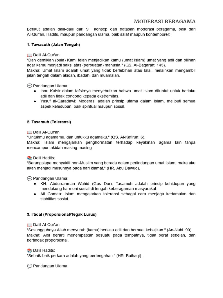 Konsep Moderasi Beragama dalam Islam | PDF