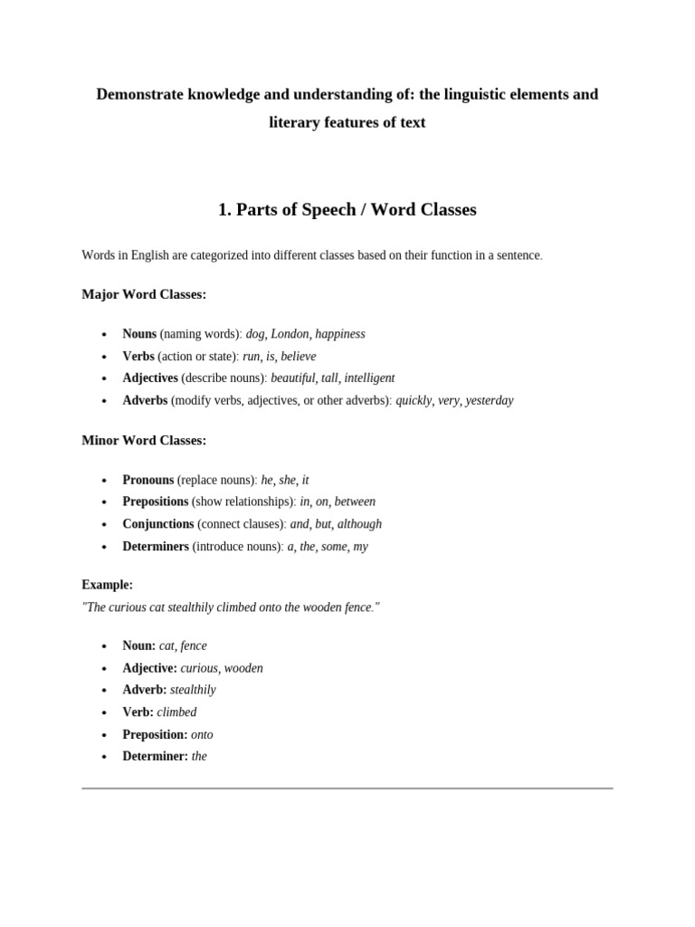 The Linguistic Elements and Literary Features of Text | PDF | Part Of ...