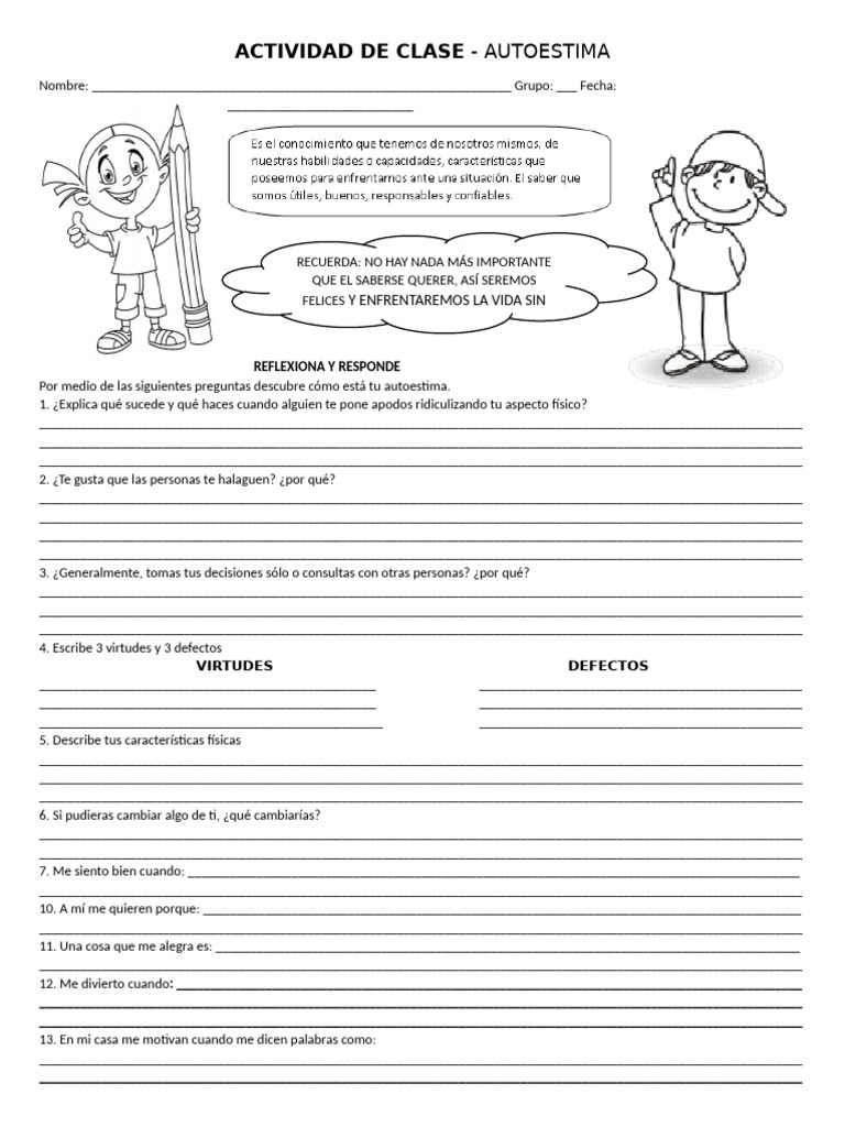 Actividades de Autoestima para Adolescentes | PDF | Autoestima