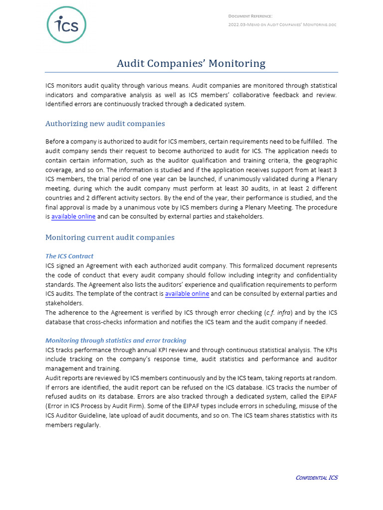 Audit Companies Monitoring Process Explained | PDF | Audit | Business