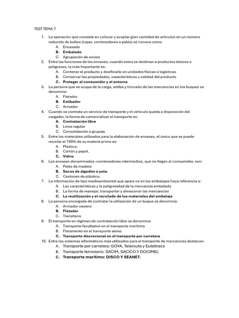 Test Temas 7 y 8 | PDF | Paleta | Recibo