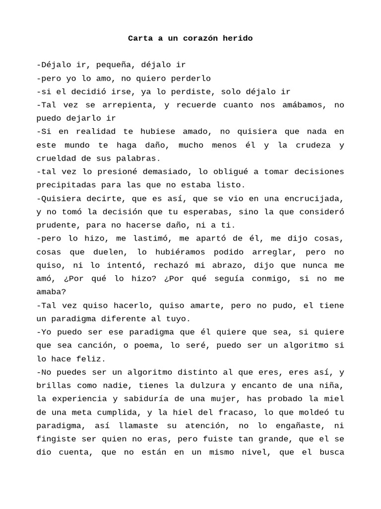 Carta A Un Corazon Herido | PDF | Amor | Conceptos psicologicos