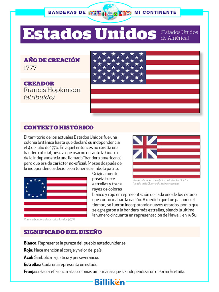 Bandera Estados Unidos Ficha BILLIKEN 1 | PDF