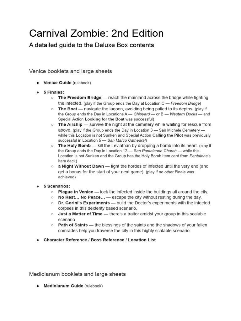 Carnival Zombie: Deluxe Edition Guide | PDF