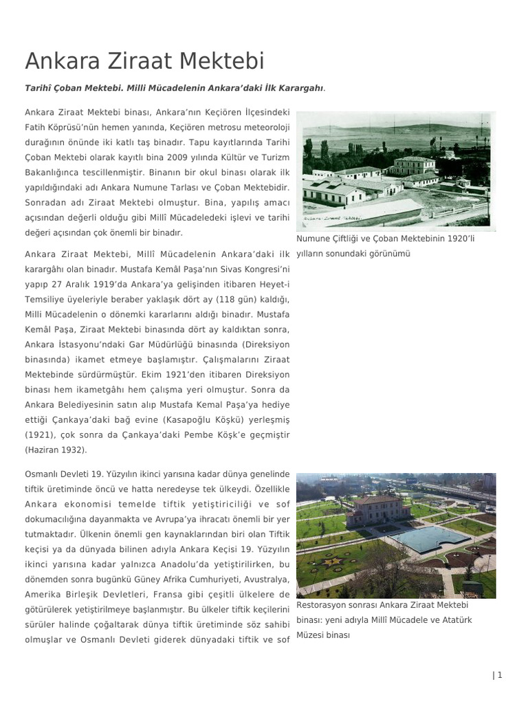 Ankara Ziraat Mektebi | PDF