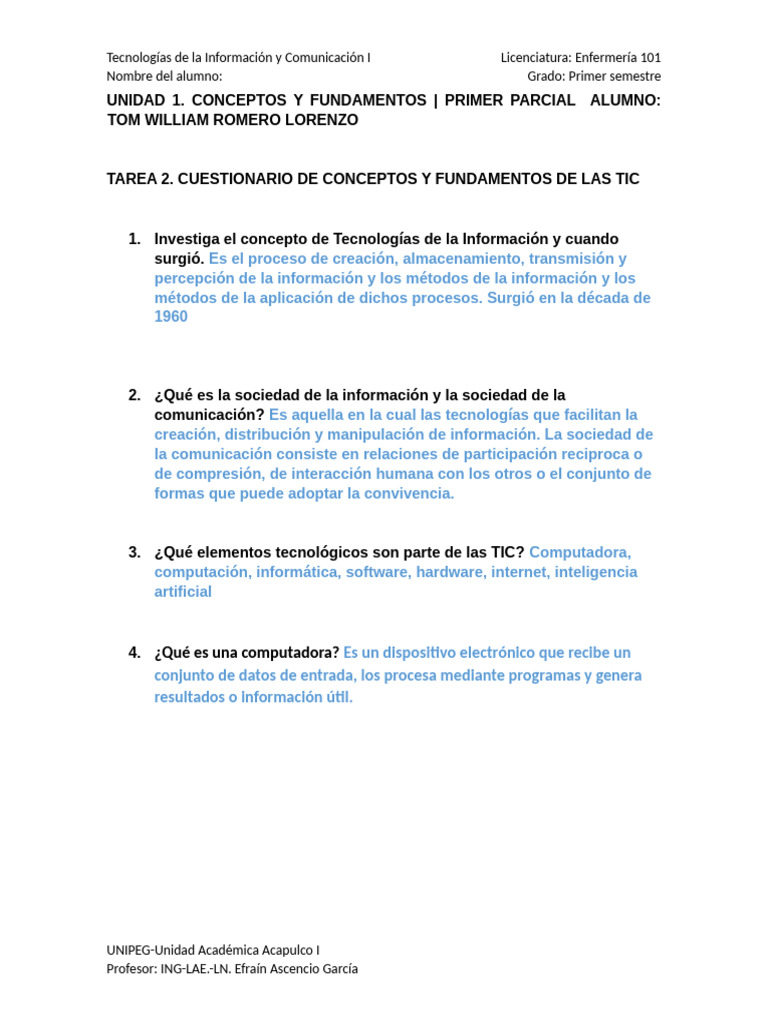 Tarea 2 Cuestionario de Conceptos y Fundamentos de Tic - 1er Parcial | PDF | Red mundial ...