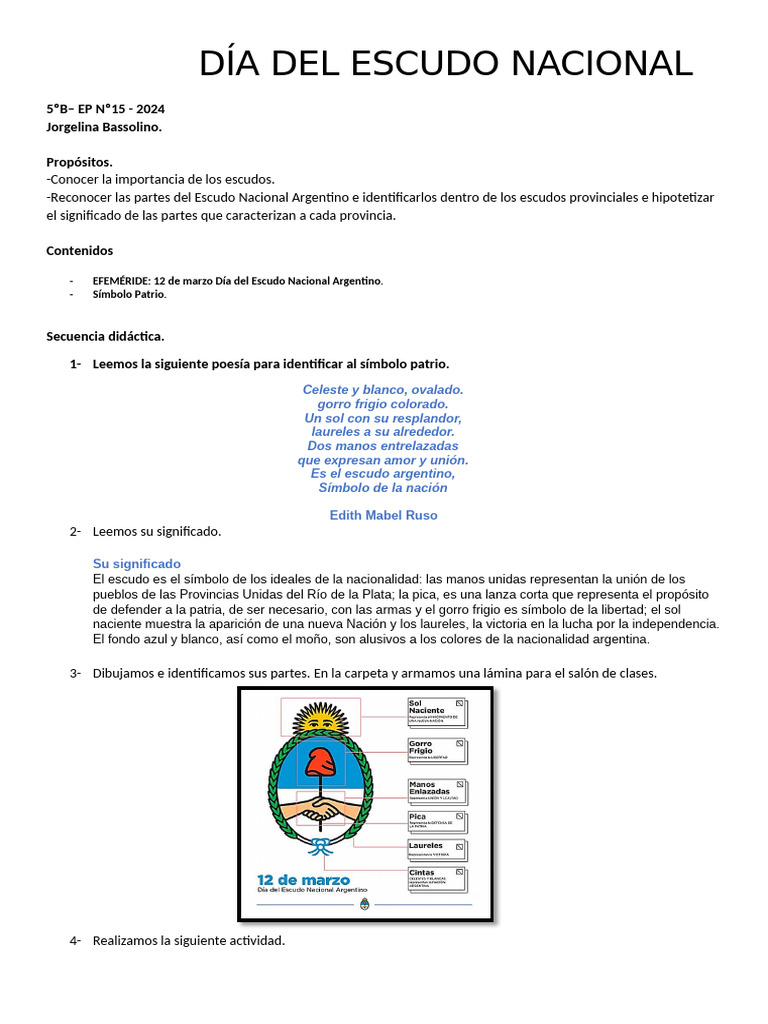 12 de Marzo. DIA DEL ESCUDO NACIONAL | PDF
