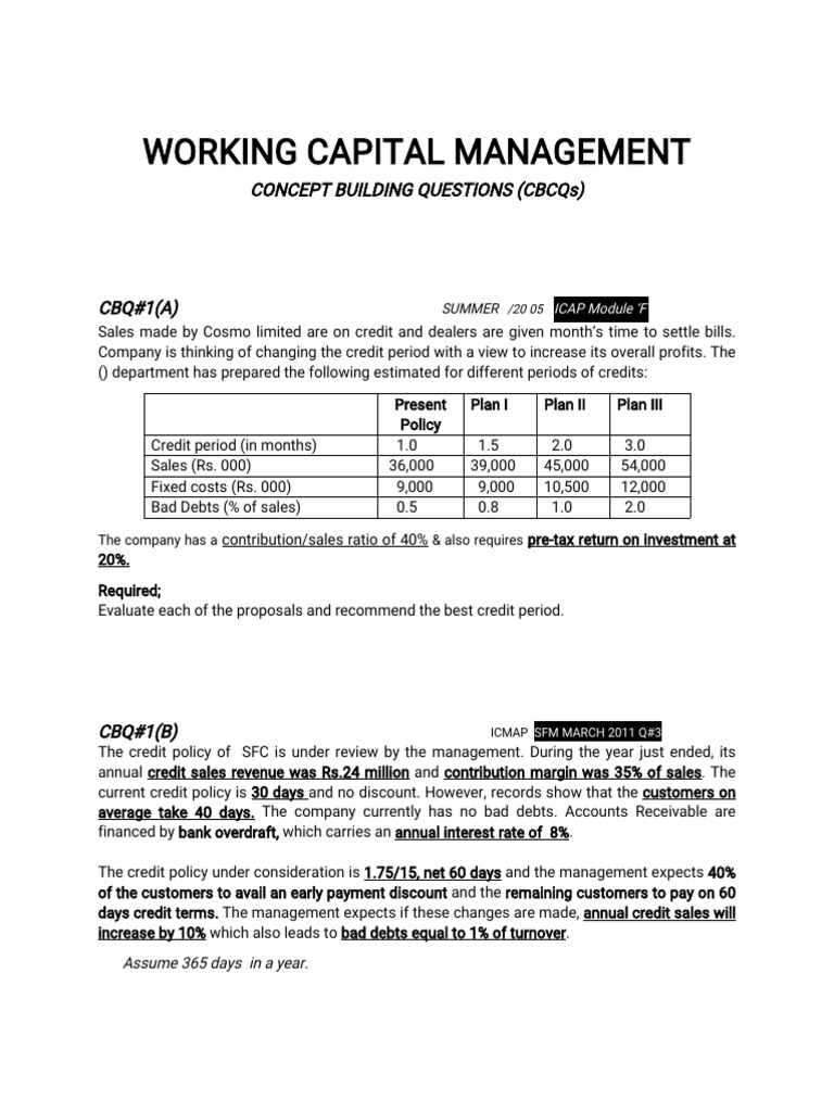 Working Capital Management | PDF
