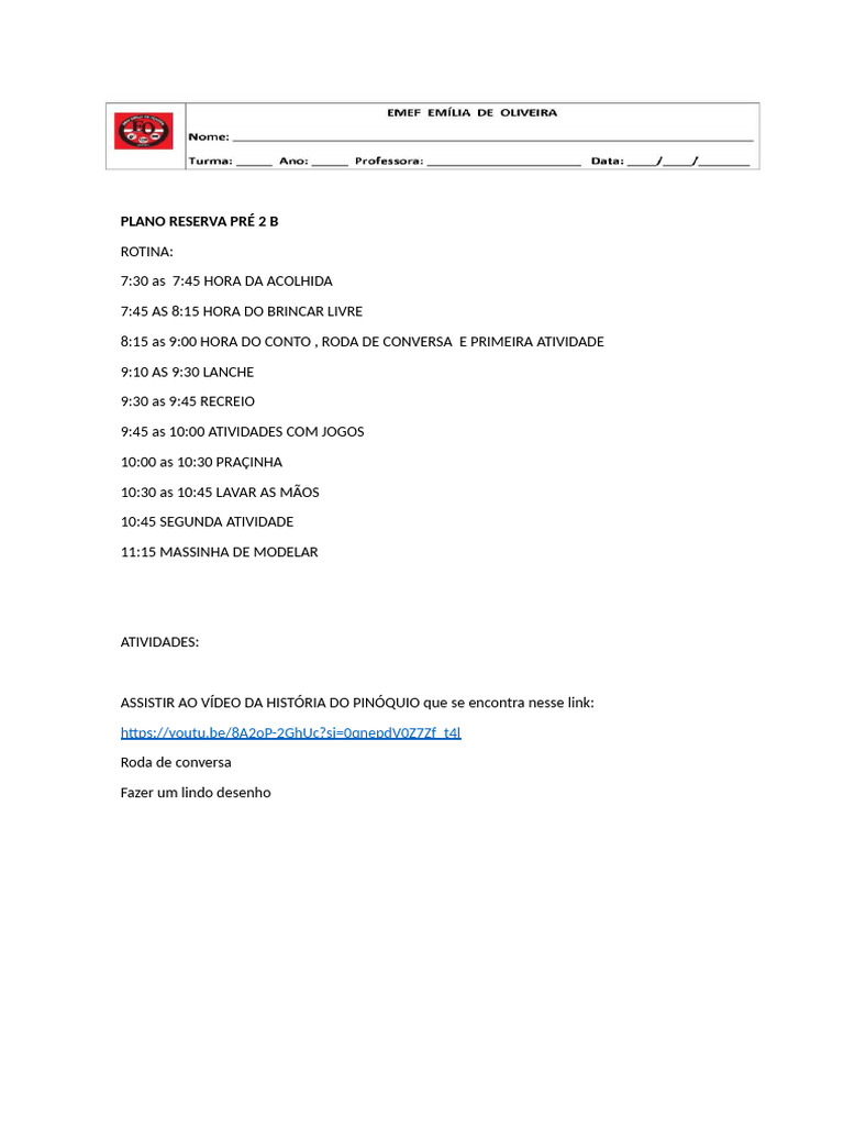 Plano Reserva Pré 2 | PDF