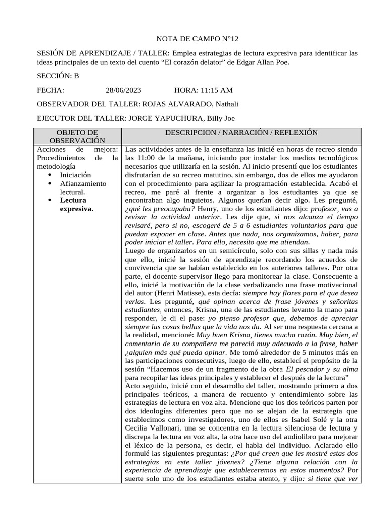 Nota de Campo 12 | PDF