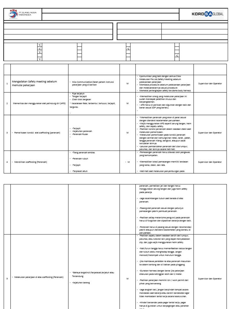 ENSI-JSA-Installasi Scaffolding | PDF