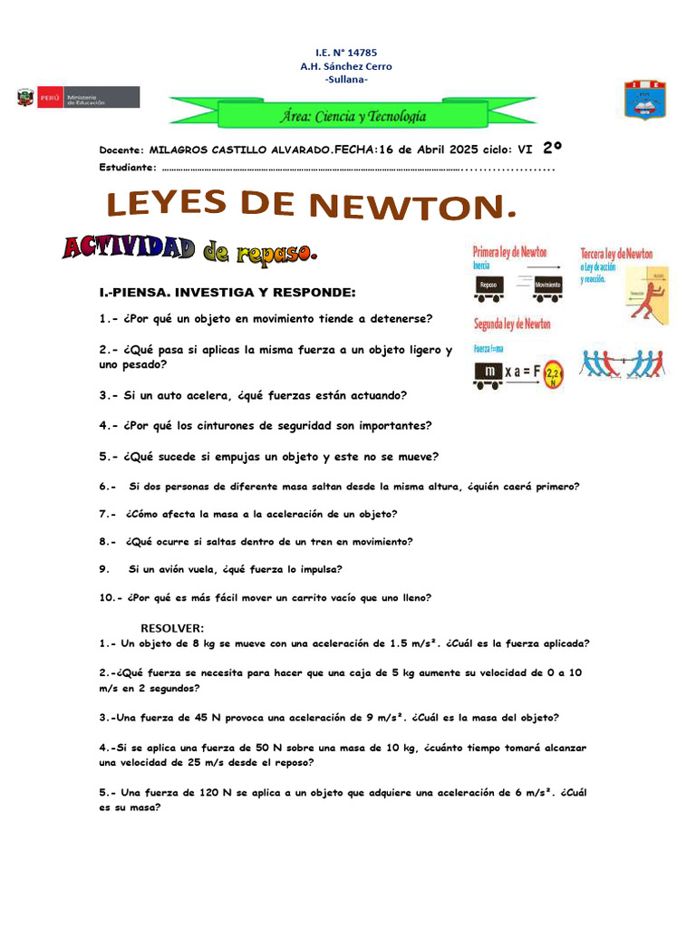 2º Actividad - Leyes de Newton | PDF