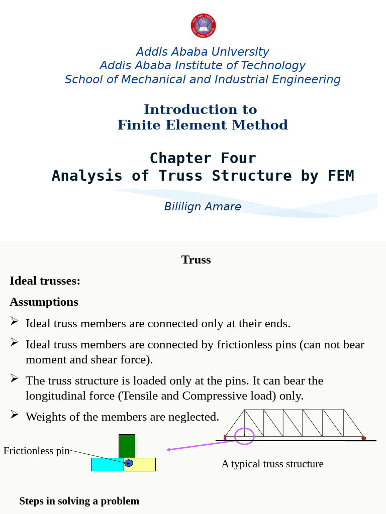 Chapter Four Anaysis of Truss Structure | PDF | Truss | Finite Element Method