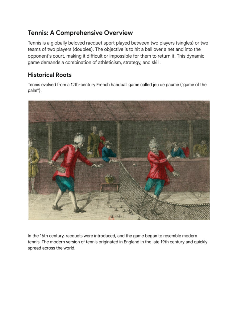 Tennis: A Comprehensive Overview | PDF | Athletic Sports | Ball Games