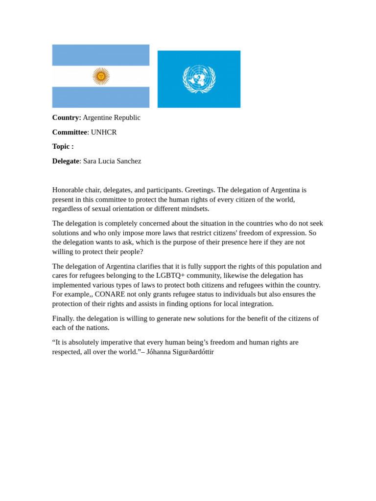 Opening Speech Topic B | PDF