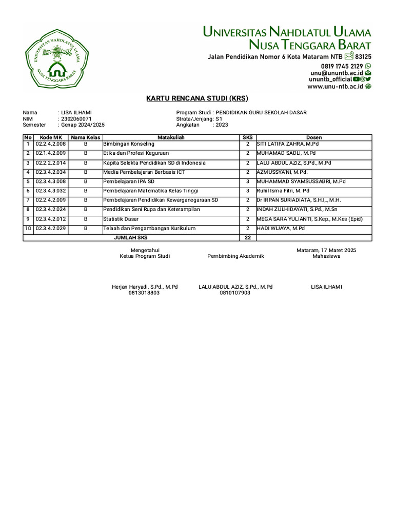 Cetak Kartu Rencana Studi - Portal Akademik | PDF